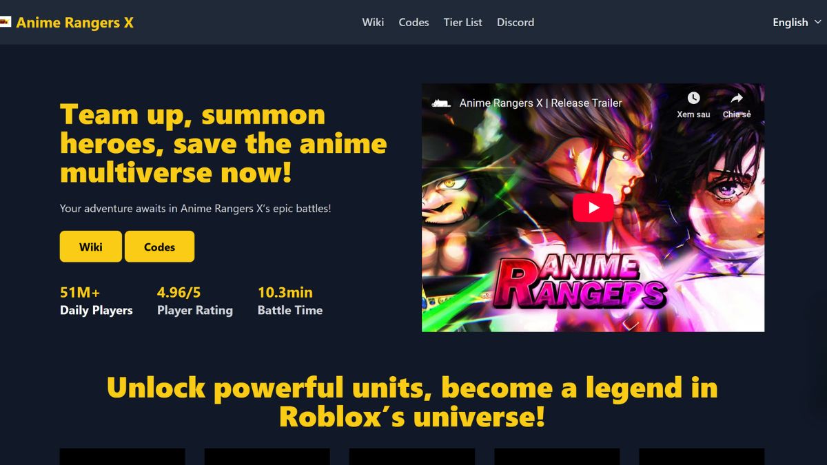 Code Anime Rangers X update 8.0 mới nhất 10/2025 cập nhật liên tục